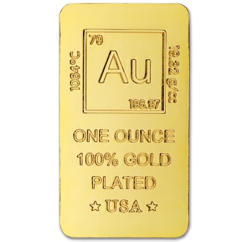 1 oz Gold Plated Bar (Flat Style) 18K Paperweight - Element Design wit ...