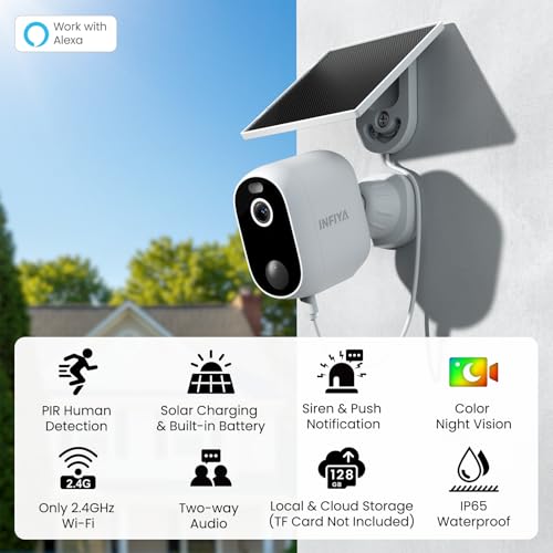 INFIYA Security Cameras Wireless Outdoor-Solar&Battery Powered 2K 2.4G ...