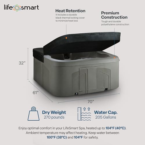 LifeSmart 4-Person Hot Tub with 13 High-Powered Jets & LED Lighting, S ...