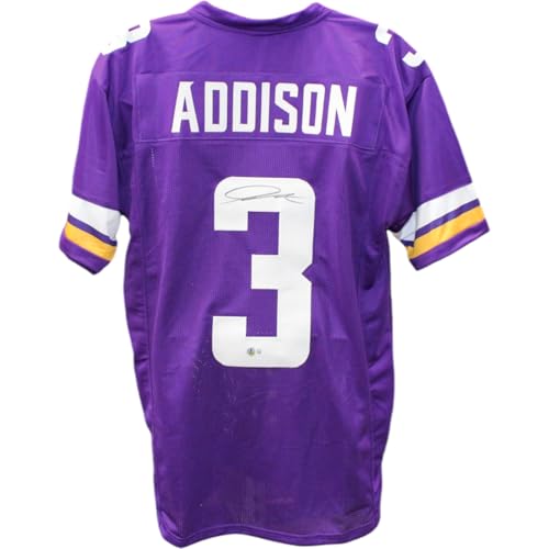 Jordan Addison Autographed/Signed Pro Style Purple XL Jersey Beckett ...
