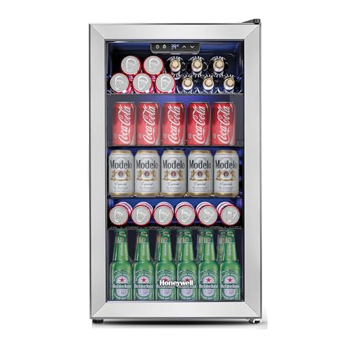 Honeywell Beverage Refrigerator and Cooler, 116 Can Mini Fridge with G ...
