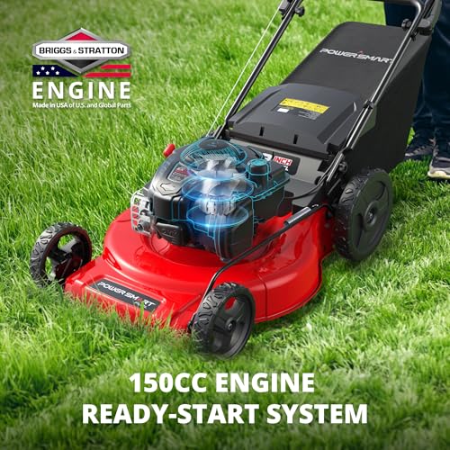 PowerSmart 22-Inch Gas Lawn Mower Self-Propelled, 150cc B&S Engine, 3 ...