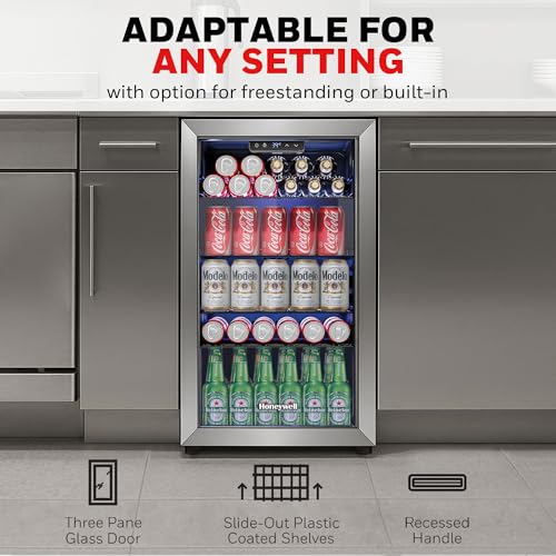 Honeywell Beverage Refrigerator and Cooler, 116 Can Mini Fridge with G ...