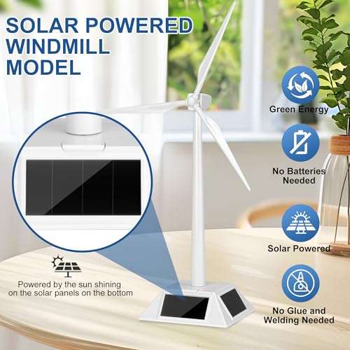Solar Powered Windmill Model, Assembled Rotating Wind Turbine Generato ...