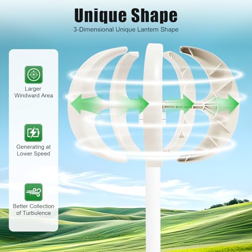 HinLIaDa Wind Turbine Generators Kit, 12V 600W Lantern Wind Turbine Ge ...