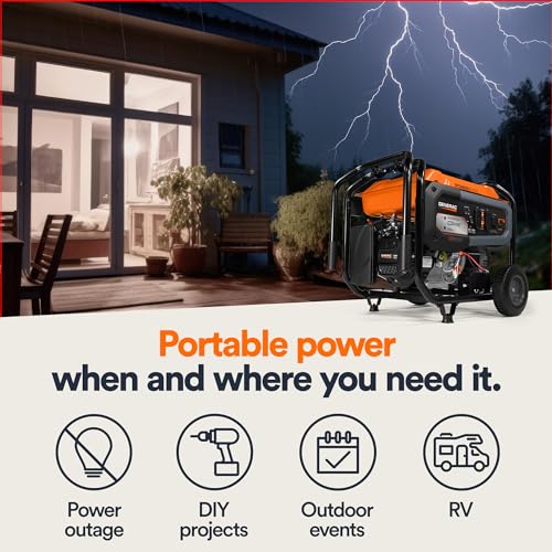 Generac 10,000 Starting Watt Portable Gas Generator - Electric Start ...