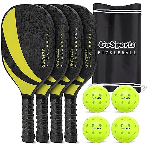 GoSports Pickleball Set with 4 Paddles, 4 Regulation Pickleballs and C ...