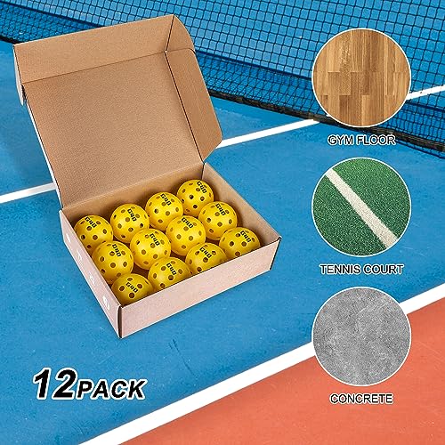 GoldPig Outdoor Pickleball Balls 40 Holes Pickleballs 12 Pack Durable ...