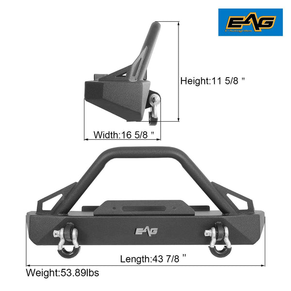 EAG Front Bumper with D-Rings and Winch Plate Fit for 87-06 Jeep Wrang ...